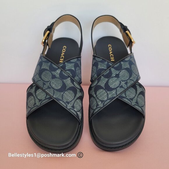 Coach | Shoes | Coach Fraser Sandal In Signature Jacquard Chambray ...